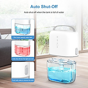 Dehumidifiers, Small Dehumidifiers for Home 320 Sq.Ft with Timer, LED Light 50oz(1500ml) Auto Defrost Portable Dehumidifiers for RV Bedroom Bathroom Closet Kitchen Office, Ultra Quiet