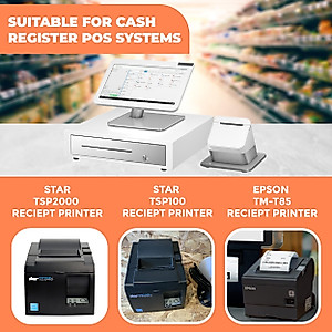 TThermal Printer Receipt Paper Rolls for Cash Registers and POS Print Paper Systems 3-1/8" X 230' - 48 GSM 50 Rolls Comaptible with Square, Clover, Epson Tmt88, Tsp and More