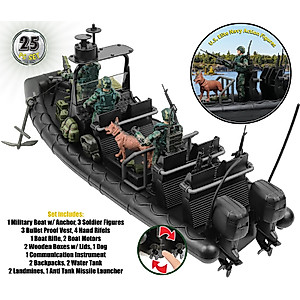 Click N Play Military Special Operations Combat Dinghy Boat 26 Piece Play Set with Accessories.
