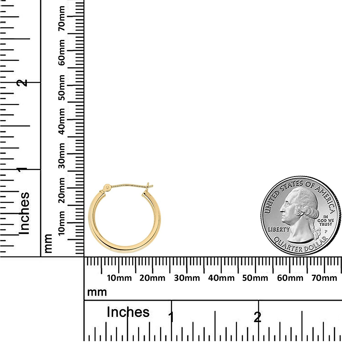 AVORA 3-Pair 10K Yellow Gold Classic Polished 2mm Tube Hoop Earrings Set