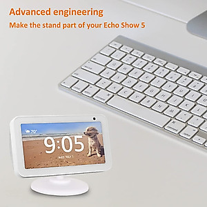 AutoSonic Stand for Echo Show 5 (1st Gen and 2nd Gen) | Adjustable Design Compatible with Alexa Show 5 | Magnetic,Swivel and Tilt | White