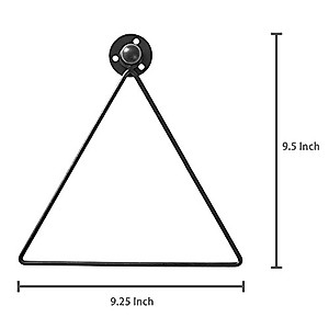 MyGift Wall Mounted Modern Black Metal Triangular Hand Towel Ring Holder for Bathroom with Easy to Hang Mount