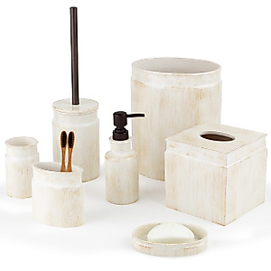 Small Bathroom Trash Can - Rustic Luxe Bathroom Garbage Can For Farmhouse Decor - Small Waste Basket For Bathroom and Bedroom - Durable Space Saving Bathroom Trash Bin with Modern Rustic Design