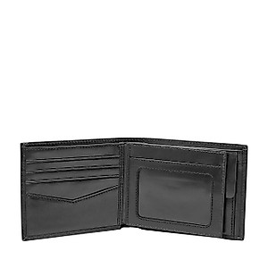 Fossil Men's Ryan Leather RFID-Blocking Bifold with Coin Pocket Wallet, Black, (Model: ML3736001)
