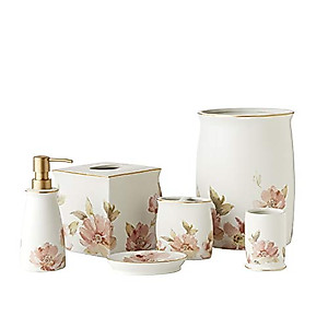 SKL Home Saturday Knight Misty Floral Wastebasket, Pink