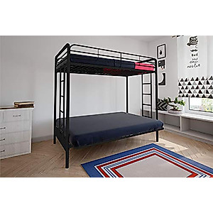 DHP Twin-Over-Futon Convertible Couch and Bed with Metal Frame and Ladder - Black