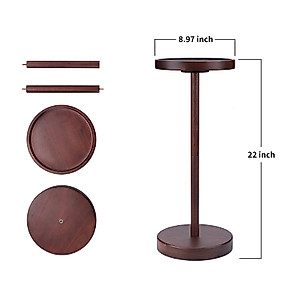 EVERBBKING Solid Acacia Wood Pedestal Side Table, Drink Table, Small End Table Pedestal End Table, Small Pedestal Table Small Round Table Martini Table