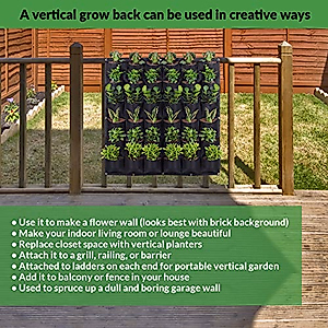 HilarityMax 36 Pocket Vertical Planter with Gloves and Guide for Indoor and Outdoor Gardening, Breathable Felt Grow Bag for Herbs, Vegetables, Flowers, Succulents, and Plants, Patio Wall Decor