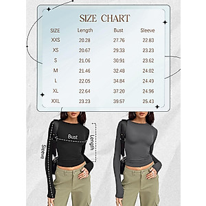 Trendy Queen Long Sleeve Shirts for Women Basic Spring Crop Tops Tight Slim Fit Cute Going Out Outfits Teen Girls Fall Winter Y2k Clothes 2024 Gray