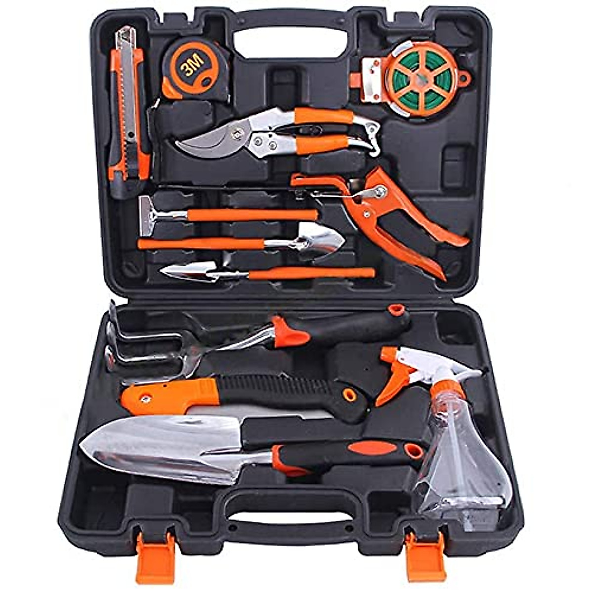 Garden Tools Set - 12 Piece (Orange) Heavy Duty Gardening Hand Tools Pruner Kit New