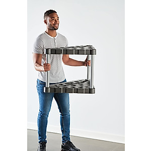 Rubbermaid Garage Corner Tool Tower Rack, Easy to Assemble, Organizes up to 30 Long-Handled Tools/Rakes/ Brooms/Shovles for Home/House/Outdoor/Sheds
