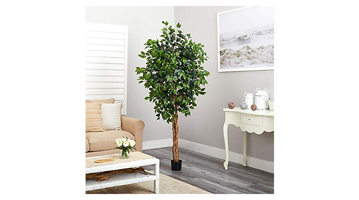 Nearly Natural 6ft Ficus Artificial Tree - Realistic & Maintenance-Free