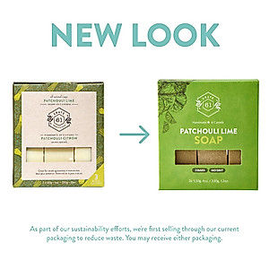 Crate 61 Organics, Handmade in Canada, Plant Based Cold Process Natural Bar Soap For Face And Body, With Premium Essential Oils, Eucalyptus & Peppermint For Men And Women 3 Pack (Patchouli Lime)