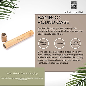 Bamboo Toothbrush Holder | Bamboo Toothbrush Carry Case | Toothbrush Case | Biodegrade Eco Product | 21cm Natural Product, Light Brown, Chinese