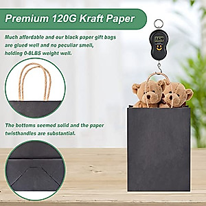 Fib-utopia 100Pcs Small Black Gift Bags Bulk, 5.25x3.75x8 Inches Kraft Paper Gift Bags with Handles
