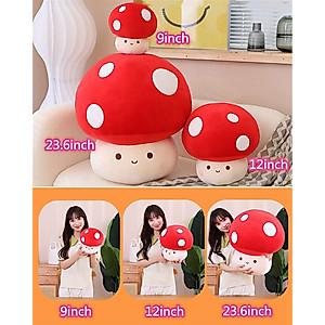 XSHYE Cute Mushroom Plush Kawaii Doll Mushroom Plushie Stuffed Animal Pillow Home Decor Kids Gifts (Red, 9 inch)
