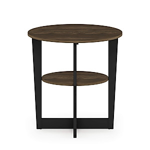 Furinno JAYA Oval End Side Night Stand/Bedside Table, 1-Pack, Columbia Walnut/Black