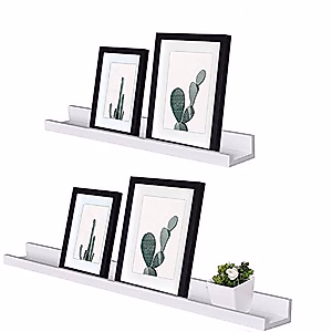 NBWOOD Viva Set of 2 Photo Ledge Picture Display Floating Wall Shelf, White(24-inch 36-inch) 222