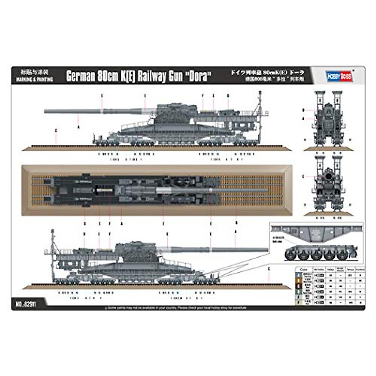 Hobby Boss German 80cm K(E) Railway Gun 'Dora' Vehicle Model Building Kit for 14 years to 18 years