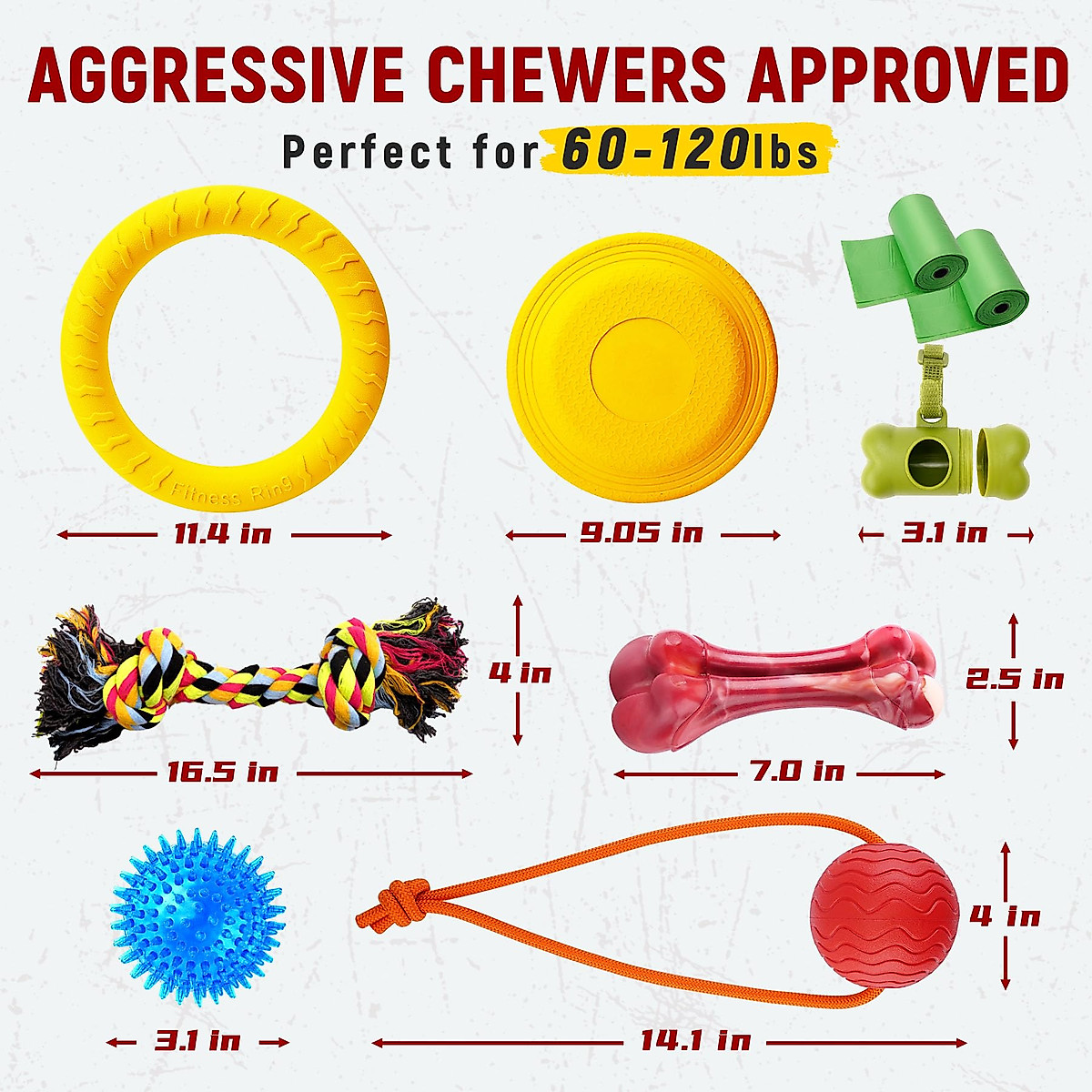 Zeaxuie Heavy Duty Various Dog Chew Toys for Aggressive Chewers - 9 Pack Value Set includes Indestructible Rope Toys & Squeaky Toys for Medium, Large & X-Large Breeds (for Energy Chewers)