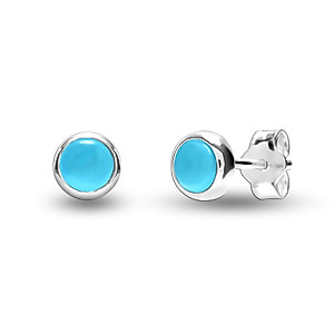LeCalla 925 Sterling Silver Jewelry Stud Earrings for Teens and Women (4 MM Turquoise Round)