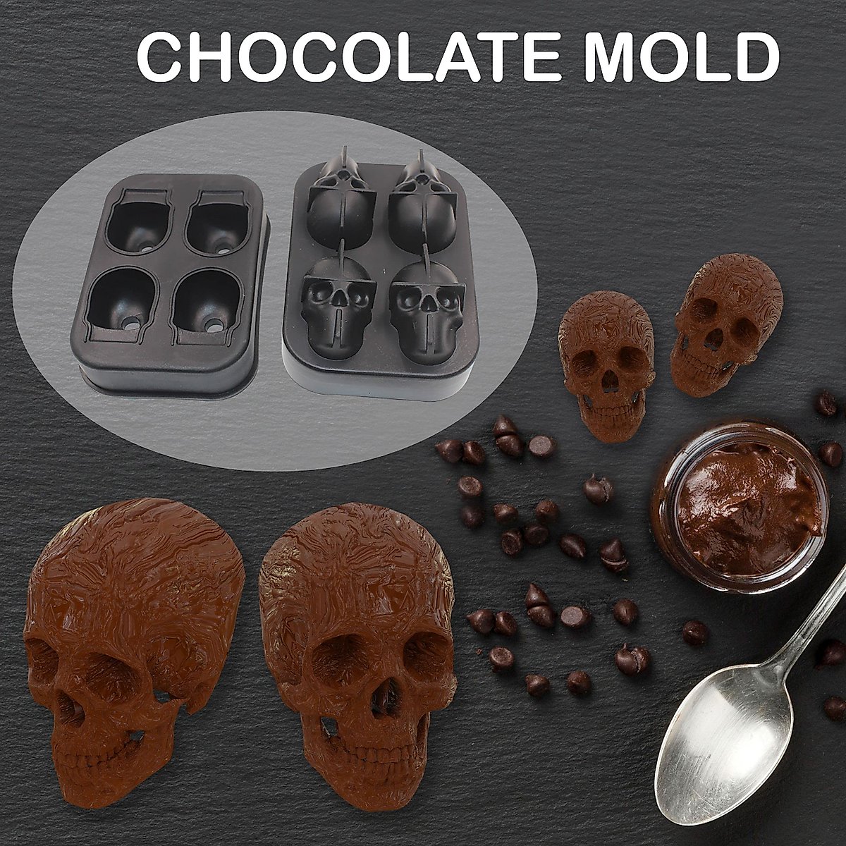 Bahoki Essentials Ice Molds - Silicone Ice Cube Tray With Lid - Easy Fill and Release Ice Maker - Great for Parties and Events