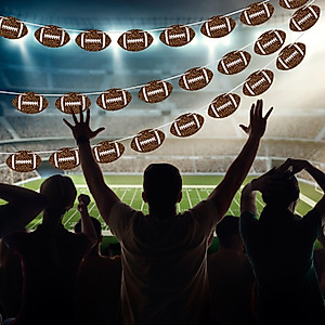5 Count Football Party Banner Football Paper Garland Sports Theme Hanging Decorations Glitter Football Banner for Superbowl Game Day Boys Birthday Baby Shower Party Supplies