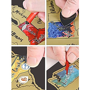 JARLINK Scratch Off USA Map Poster, 12x17 inches United States Map with Unique Accessories Set, Personalized Travel Poster, Gift for Travelers