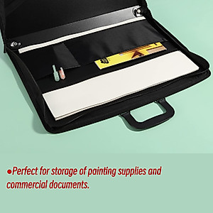 Art Portfolio Case Carry Bag PVC Portable Painting Plate A3 Drawing Sketch Board Storage Bag 14.6 x 18.9 Inches Black