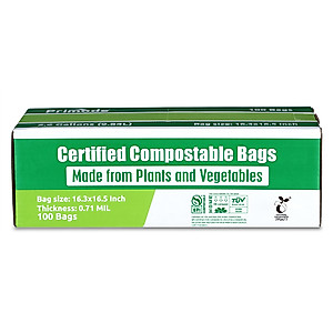 Compost Bags, Compostable Trash Bags 2.6 Gallon Compostable Bags 100 Count Small Compost Bags for Countertop bin Extra Thick 0.71 Mil. ASTM D6400 Certified By BPI and TÜV AUSTRIA
