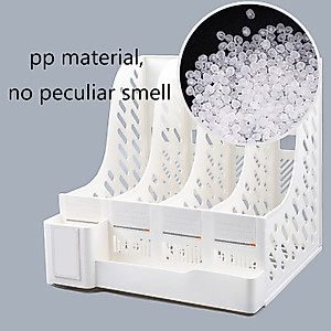 4 Compartments Storage Organiser Box Magazine File Holder, Sturdy Plastic Desk Organizers and Storage File Folder for Office Organization, Binder Organizer with