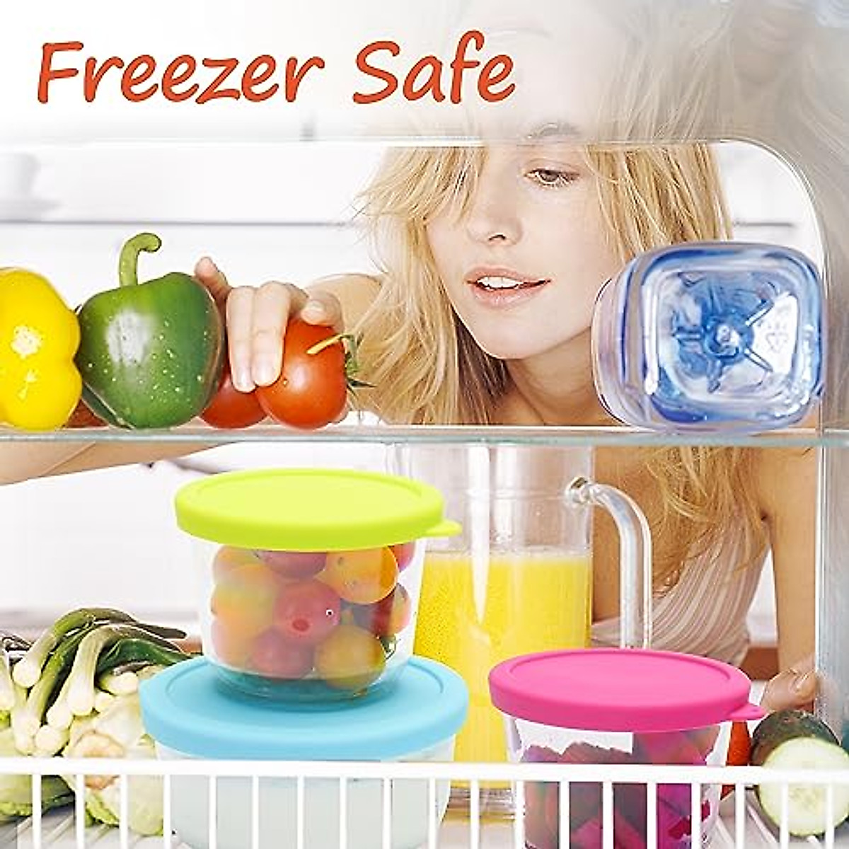 LUVCOSY 1 Cup 2 Cup Round Silicone Replacement Lids for Pyrex 7202-PC, 7200-PC Glass Bowls, 8 Pack, Microwave & Dishwasher & Freezer Safe (Container not Included)