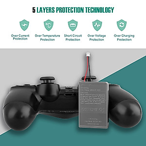 OSTENT 1000mAh 3.65V 3.7Wh Rechargeable Li-ion Battery Pack Replacement for Sony PS4 Pro/Slim CUH-ZCT2 Series Bluetooth Wireless Dual Shock Controller Second Generation New Version Small Connector