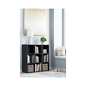 Signature Design by Ashley Langdrew Contemporary 9 Cube Storage Organizer or Bookcase, Black