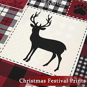 STARBEDIA Christmas Duvet Cover King, Soft Brushed Microfiber Comforter Cover Sets, Reindeer Printed Holiday Theme Bedroom Decorative Bedding (King Size, Christmas Plaid Deer)