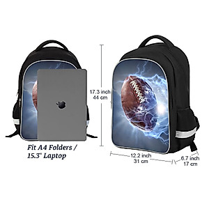 P ELEGANT PROTECTION Soccer Print Luminous Laptop Backpack, Large Capacity Lightweight Football Bookbag for Boys Girls