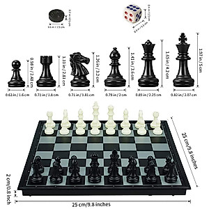 3-in-1 Magnetic Travel Chess Set - Includes Backgammon and Checkers. Compact Size (10 x 10 Inches)