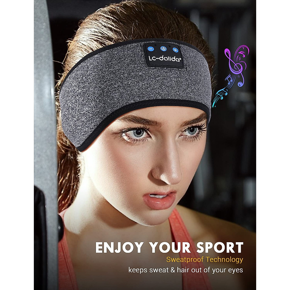 LC-dolida Sleep Headphones Bluetooth Headband, Wireless Sports Headband Headphones with Thin HD Stereo Speakers Perfect for Sleeping, Sport, Yoga, Travel Cool Gadgets for Women Man