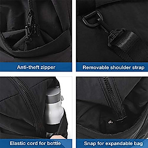 BAGSMART Gym Bag for Women, Carry on Weekender Overnight Bag, Travel Duffel Bags with Trolley Sleeve, Personal Item Travel Bag Tote Bag Workout Dance Bag, Black-Large