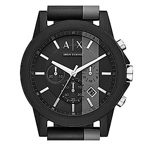 A｜X ARMANI EXCHANGE Men's Chronograph Black & Gray Silicone Strap Watch (Model: A|X1331)