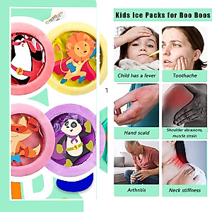 Kids Ice Pack, Hot or Cold Pack Gel Cooling Pad, Reusable for Injuries Medical Health,Swelling and Pain Relief, Tired Eyes, Child Injury, Headache, Sinus Relief (5 pcs)