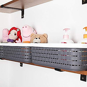 CertBuy 3 Pack Plastic Storage Baskets 14 x 10 x 4.5 Inch, Large Weave Storage Bins with Handle for Cabinet, Shelf, Kitchen, Bedroom, Bathroom and Office – Dark Grey