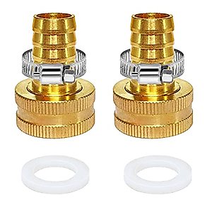 YOUHO Garden Hose Adapter Swivel Fitting 3/4 to 3/8 Hose Drip Irrigation Tubing to Faucet - Reusable Connector Fittings for Most Rain Bird, Orbit, Dig, Toro 5/16 or 3/8 Tubing x 3/4" GHT