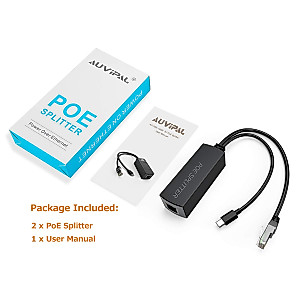AuviPal 802.3af/at Compliant PoE Splitter (2 Pack), PoE to Micro USB 5V Power and 100Mbps Ethernet Adapter for Raspberry Pi, Fire TV Ethernet Adapter, Chromecast, Wyze Cam v2, Arlo 2 Pro, NanoPi
