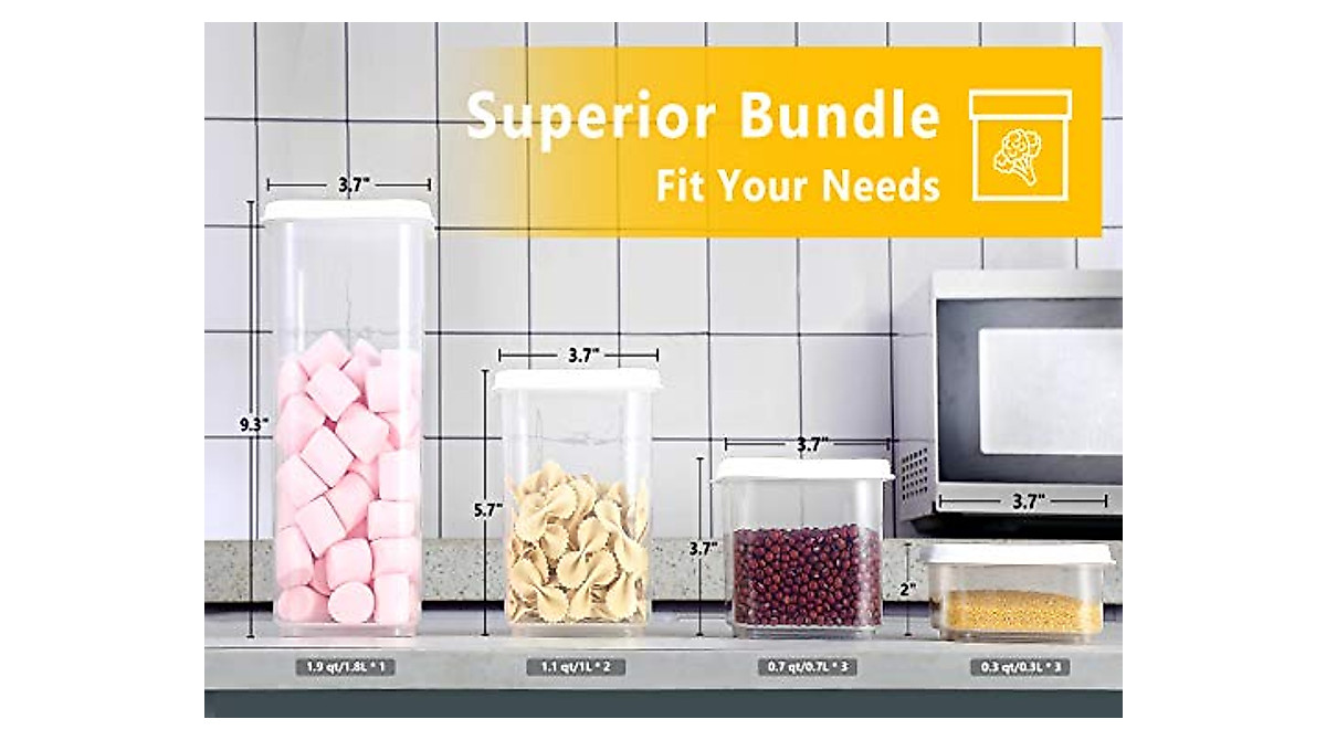 Airtight Food Storage Container Set - 9 pcs for Fresh Pantry Organization