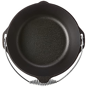 Lodge 7 Quart Pre-Seasoned Cast Iron Dutch Oven with Lid - Wire Bail Handle for Easy Transfer from Cooking Surface to Table - Use in the Oven, on the Stove, on the Grill or over the Campfire - Black