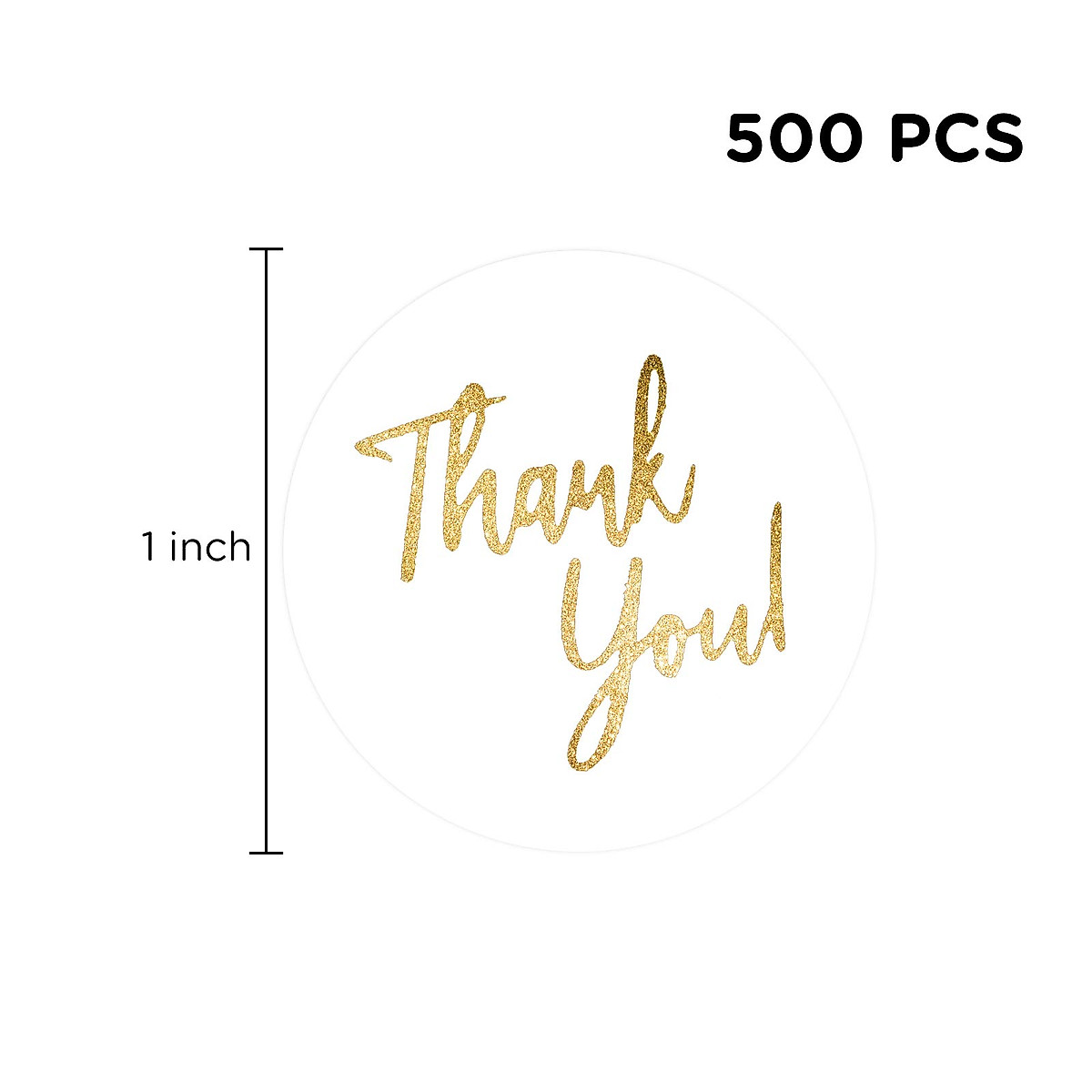 Thank You Stickers ,1" Thank You Stickers,Transparent Labels, Gold Foil Thank You Stickers Roll for Business, Bubble Mailers, Packaging Bags, Envelopes, Sealing and Decoration, 500 Labels Per Roll