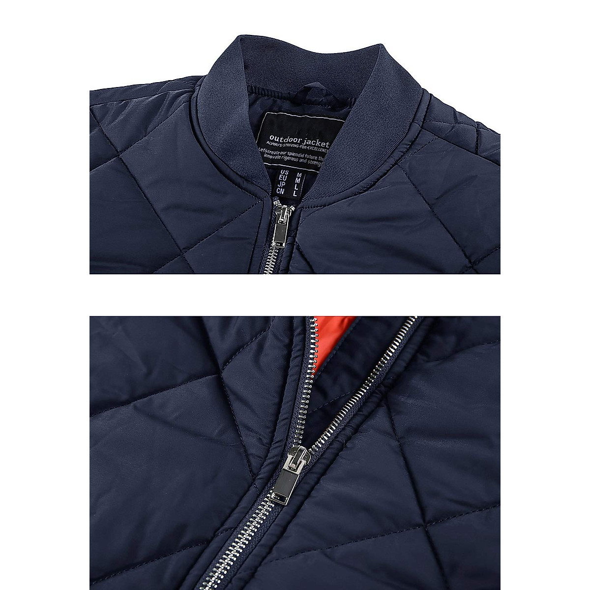 TACVASEN Men's Padded Jackets Winter Full Zipper Fleece Casual Bomber Varsity Coat Navy M