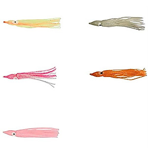 Pack of 50pcs Glow Soft Plastic Octopus Squid Skirt Fishing Lures Hoochies Trolling Saltwater Soft Fishing Lures Set for Bass Salmon Trout 3.94 inch 10 Colors Included