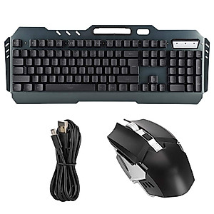 Wireless Keyboard & Mouse Set, Multi-Functional Backlight Mechanical Ergonomic Gaming Keyboard & Adjustment 2400DPI Optical Mouse Comb for Desktop, Computer, PC